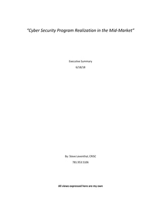 Cyber Security Program Realization in the Mid Market - Executive ...