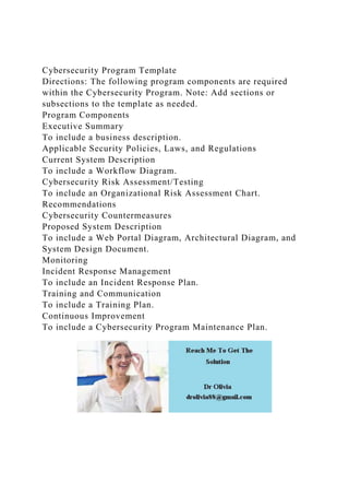 Cybersecurity Program TemplateDirections The following program .docx