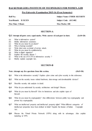 Cyber security put paper | DOCX