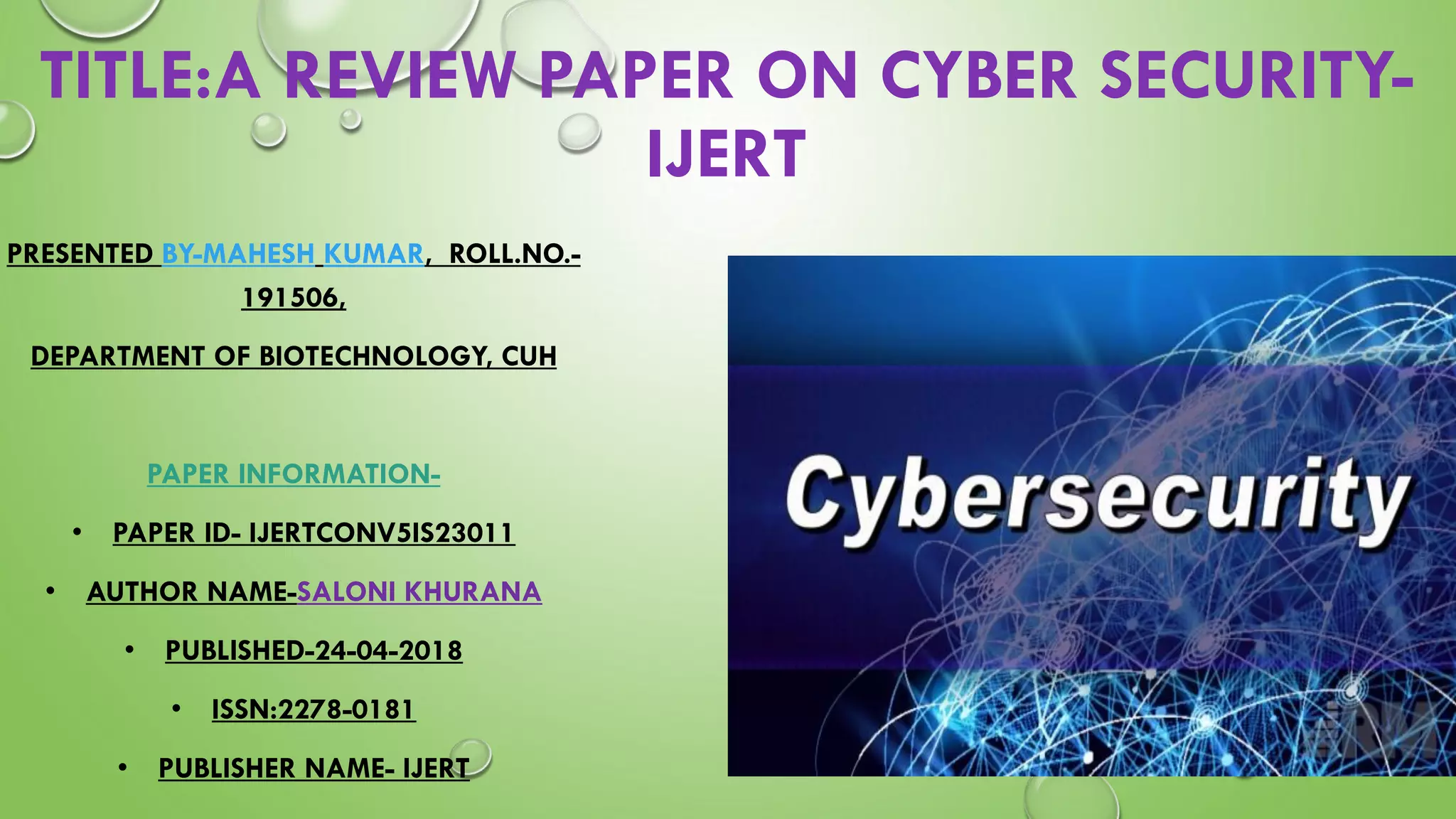 Cyber security review paper | PDF