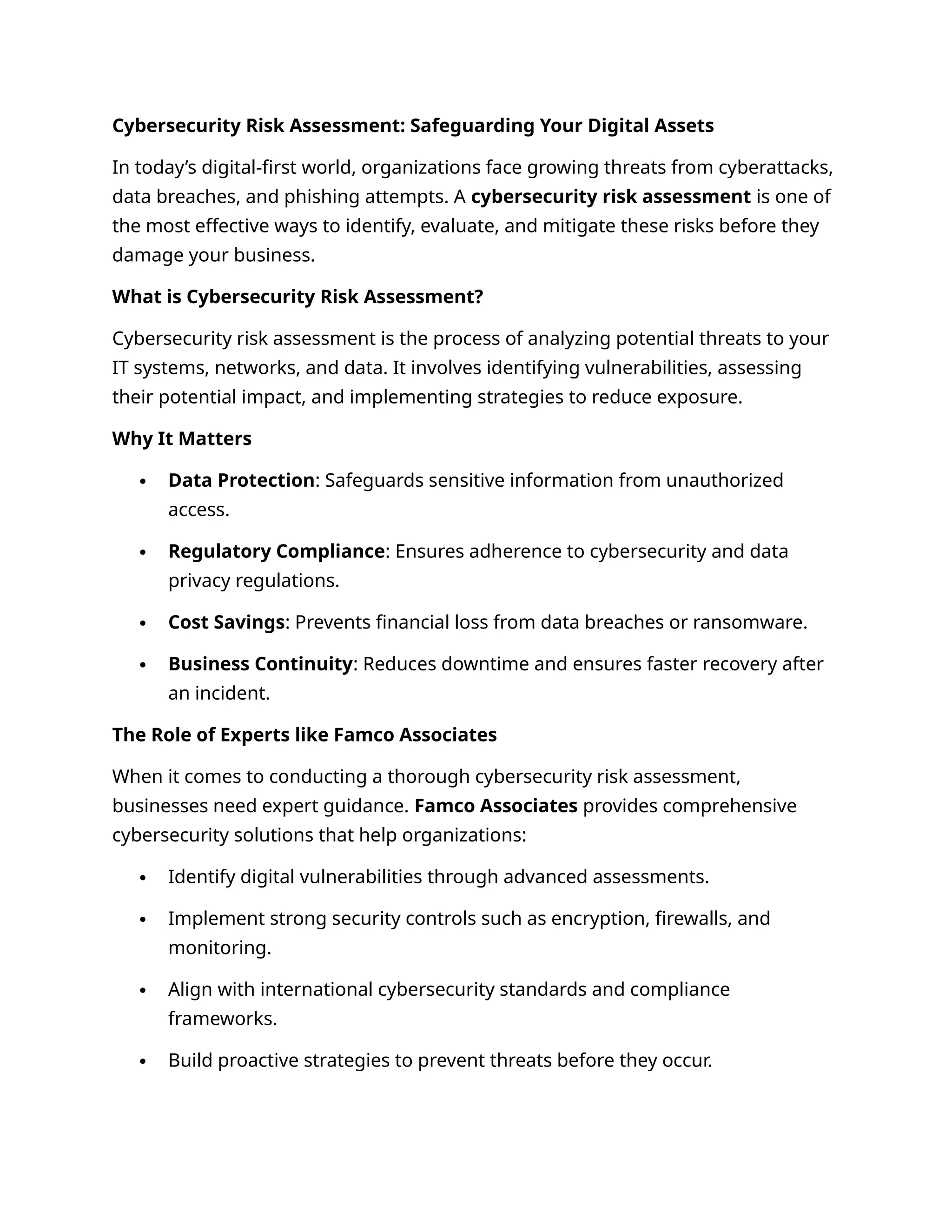 Cybersecurity Risk Assessment Services.. | DOCX