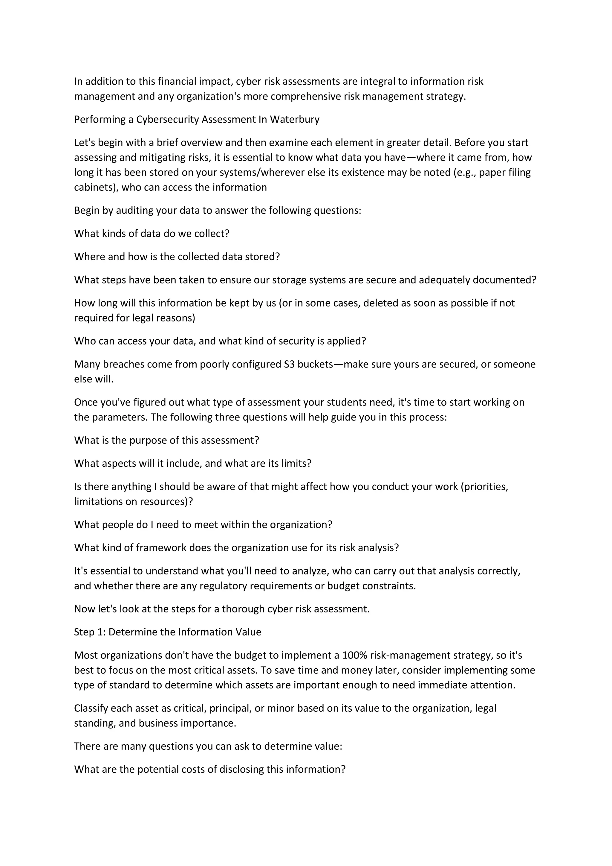 Cybersecurity risk assessments help organizations identify.pdf