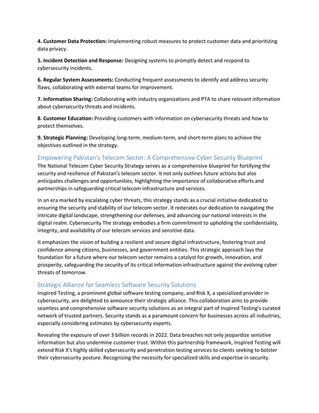 Cyber Security Strategy for Pakistan.docx | Information and Network Security | Computing