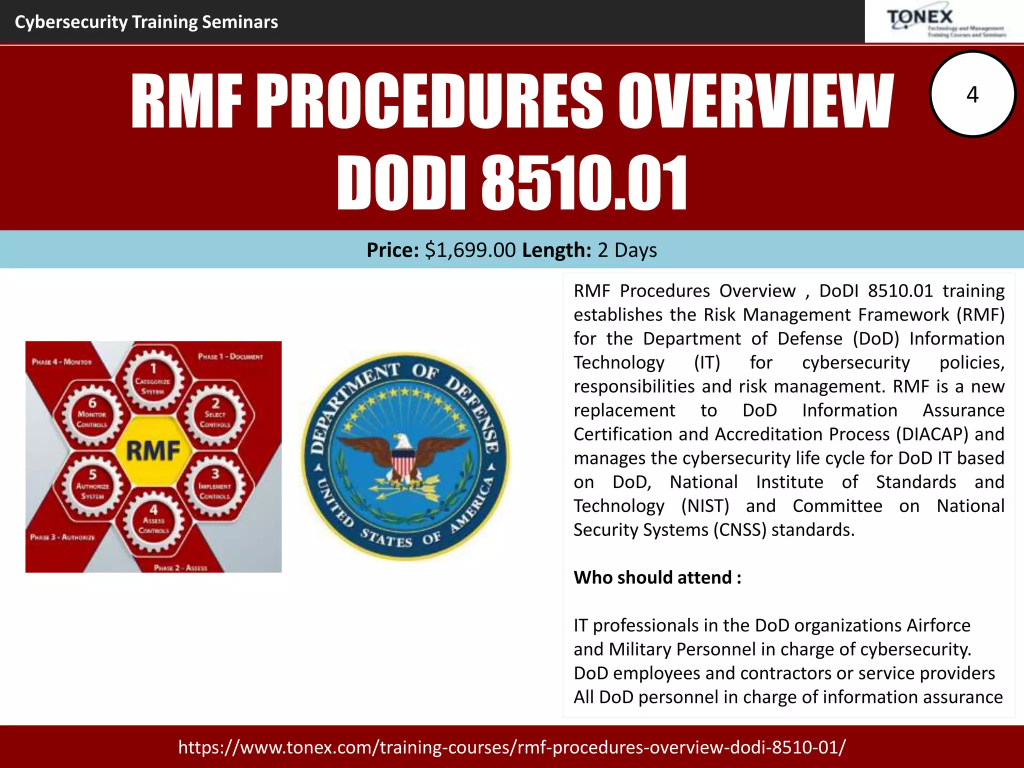 Cybersecurity Training Seminars, 44 Courses : Tonex Training | PPTX