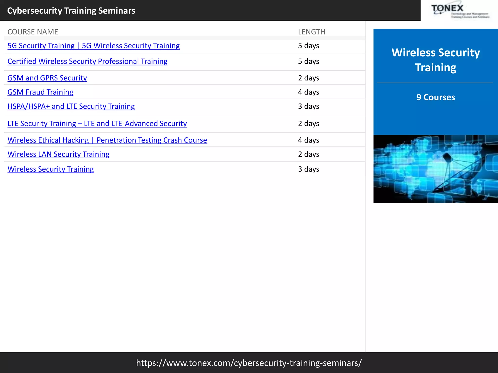 Cybersecurity Training Seminars, 44 Courses : Tonex Training | PPTX