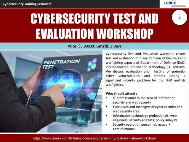 Cybersecurity Training Seminars, 44 Courses : Tonex Training | PPT