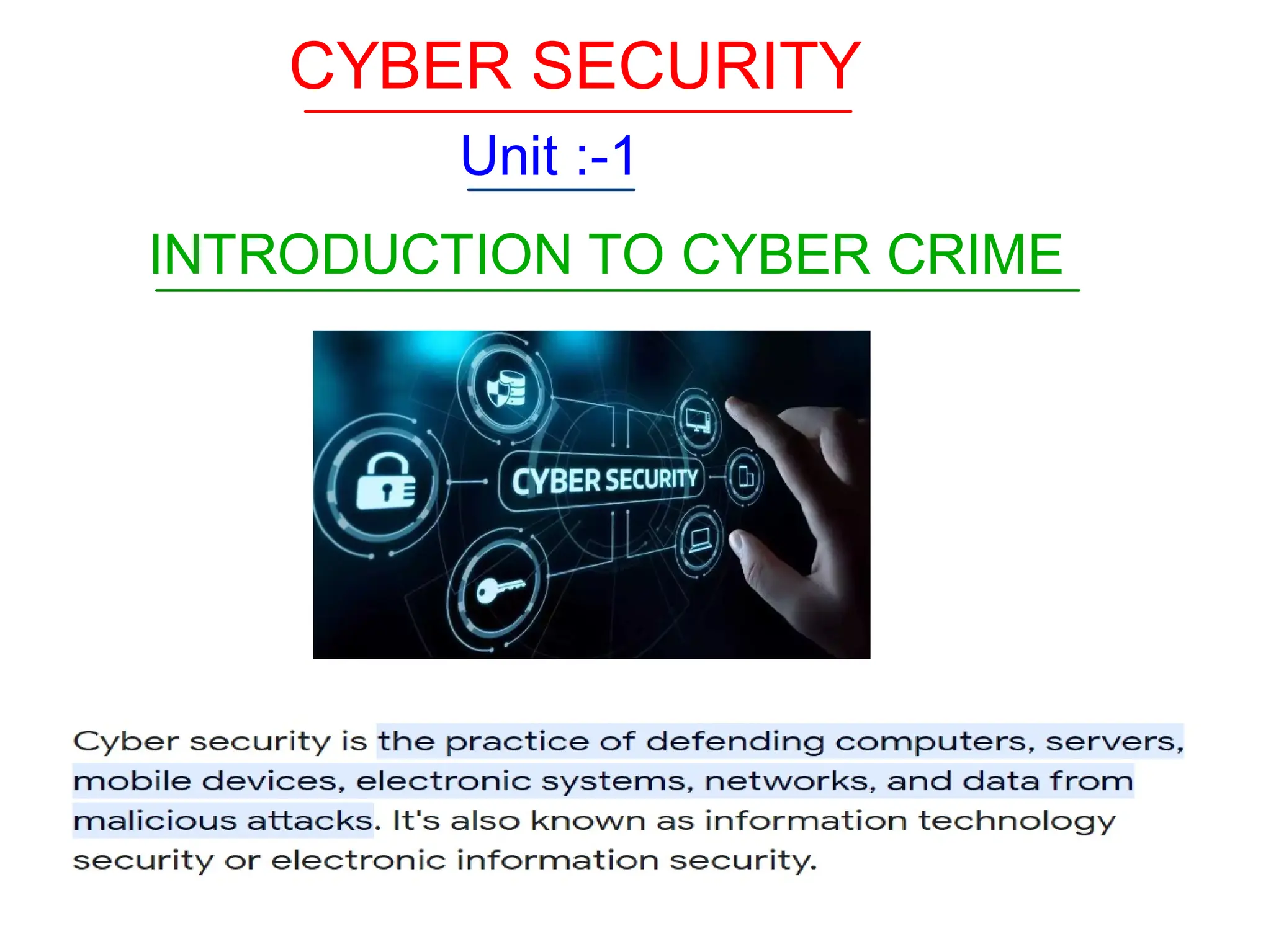 Cyber Security U1 Notes aktu btech CSE department | PDF
