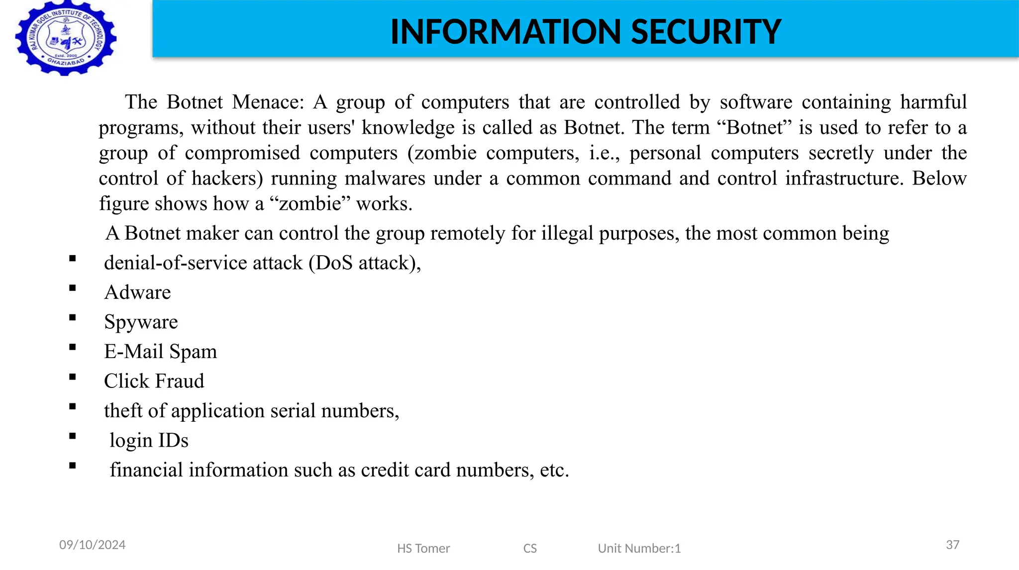 Cyber Security 2 nd year aktu[Unit-1].pptx | Computing | Technology & Computing