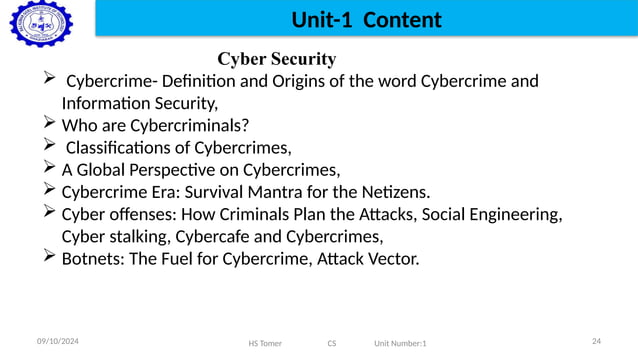 Cyber Security 2 nd year aktu[Unit-1].pptx | Computing | Technology & Computing