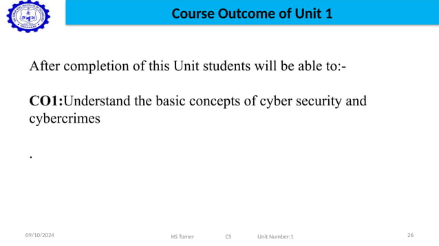 Cyber Security 2 nd year aktu[Unit-1].pptx | Computing | Technology & Computing