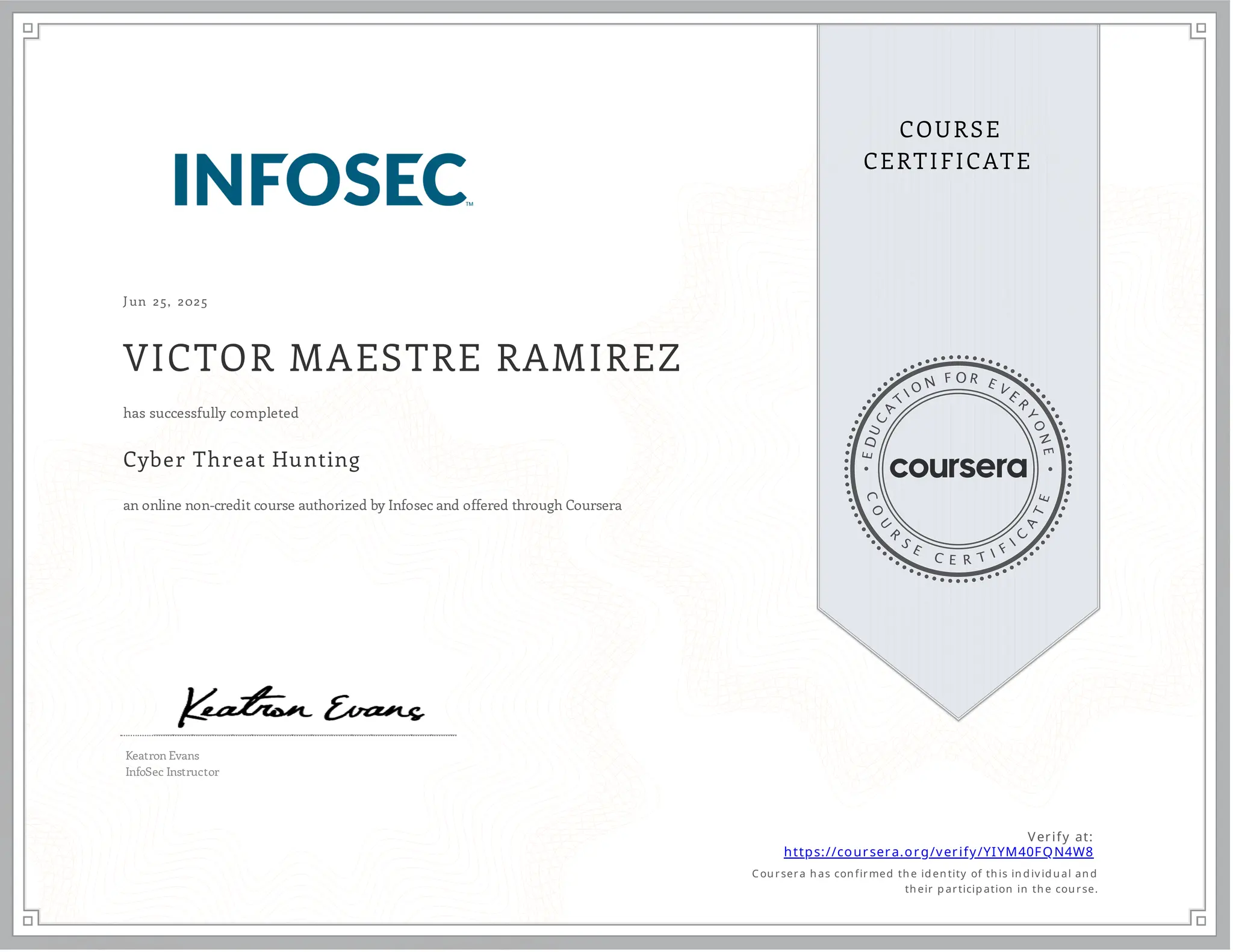 Cyber Threat Hunting - InfoSec Certificate | PDF