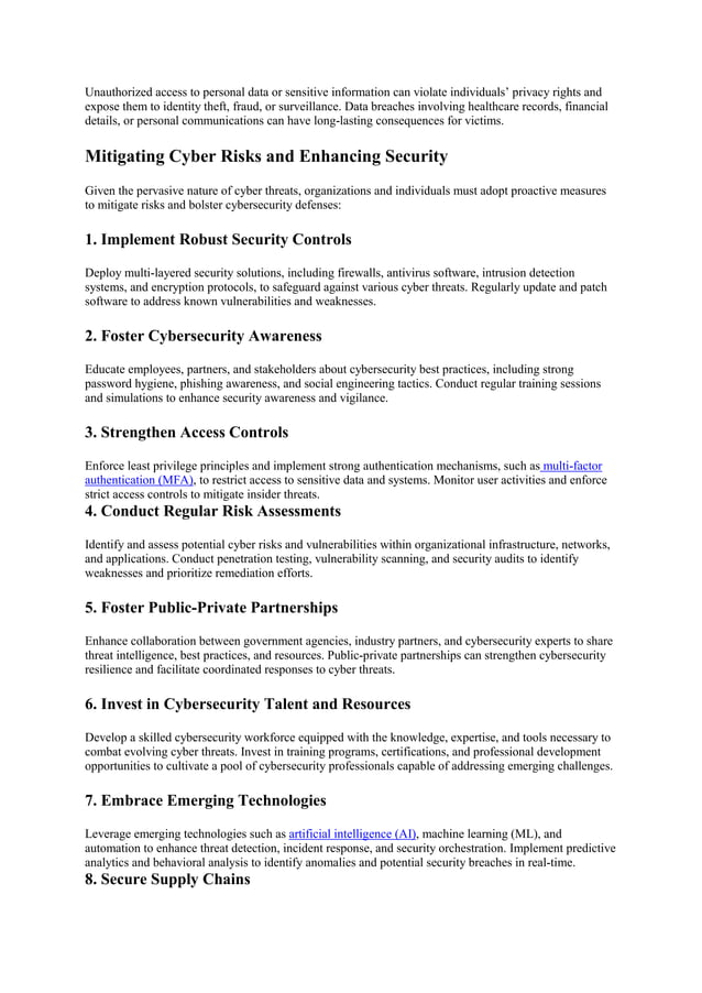 Cyber Threats: Understanding, Mitigating, and Securing the Digital Realm | PDF