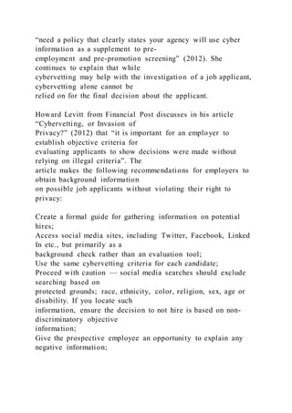 Cybervetting The Hiring Process in the Digital Ageby Chel | DOCX