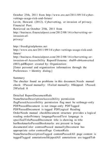 Cybervetting The Hiring Process in the Digital Ageby Chel | DOCX