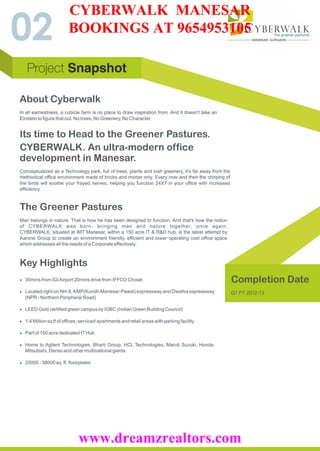 Cyberwalk Manesar, 9654953105, Cyberwalk Manesar Project | PDF | Malls ...