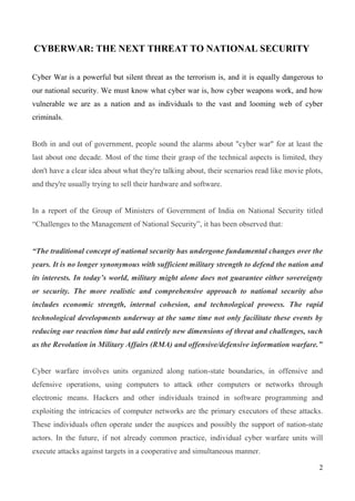 CYBERWAR: THE NEXT THREAT TO NATIONAL SECURITY | PDF