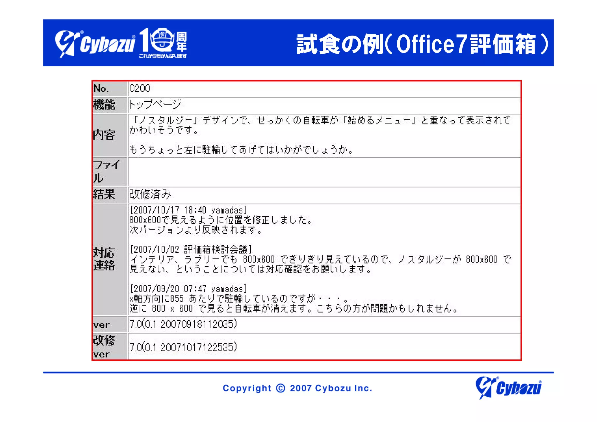 Cybozu Inc 10th anniversary event - developing section. | PPT