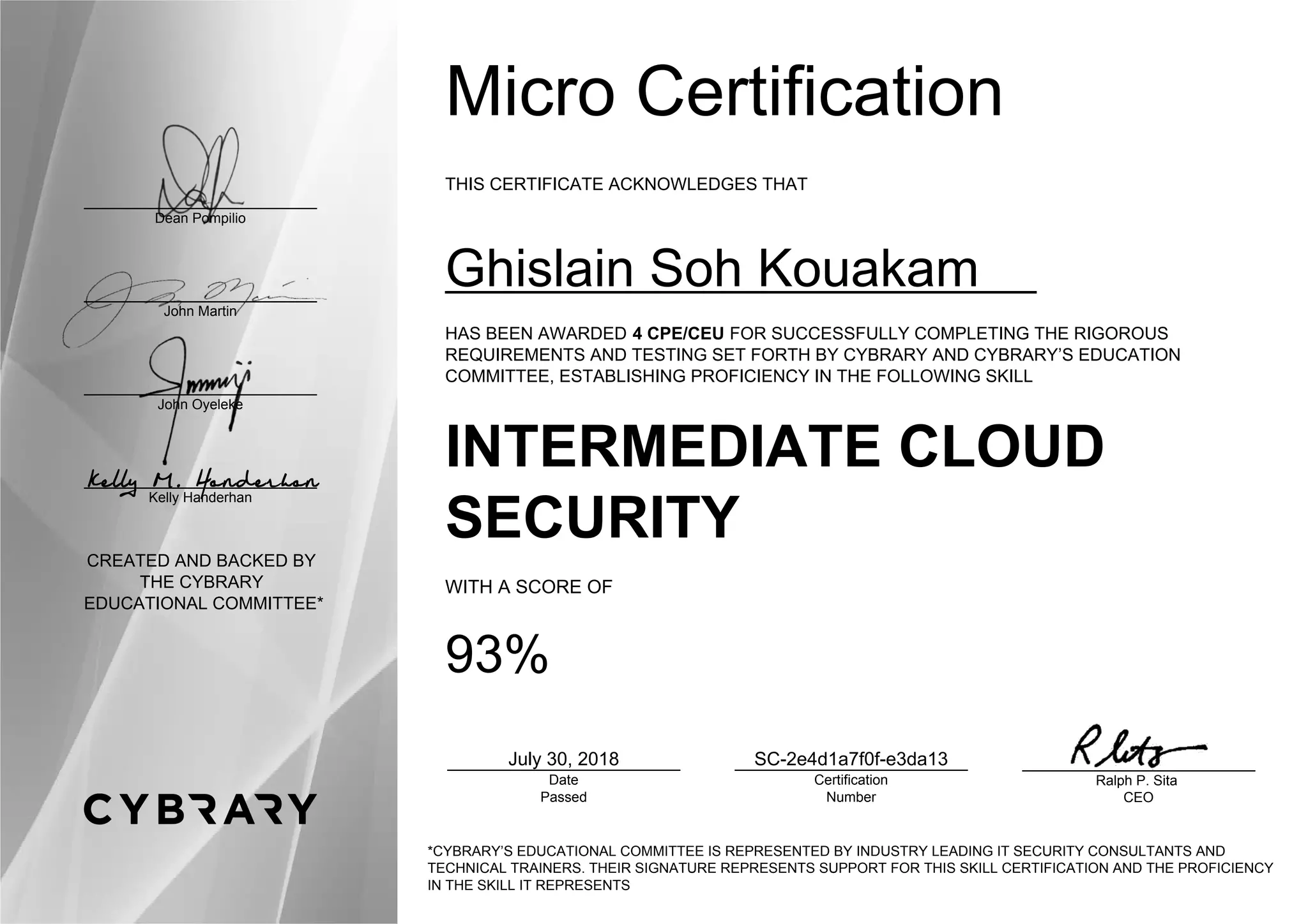 CYBRARY MICRO CERTIFICATION IN INTERMEDIATE CLOUD SECURITY | PPT
