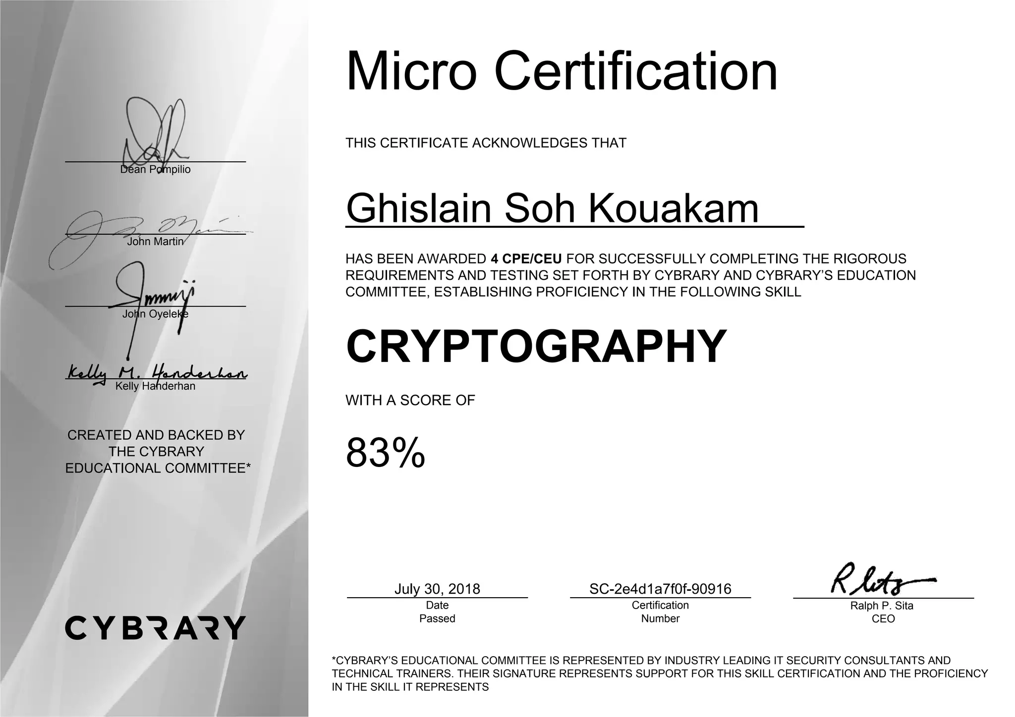 CYBRARY MICRO CERTIFICATION IN CRYPTOGRAPHY | PPT