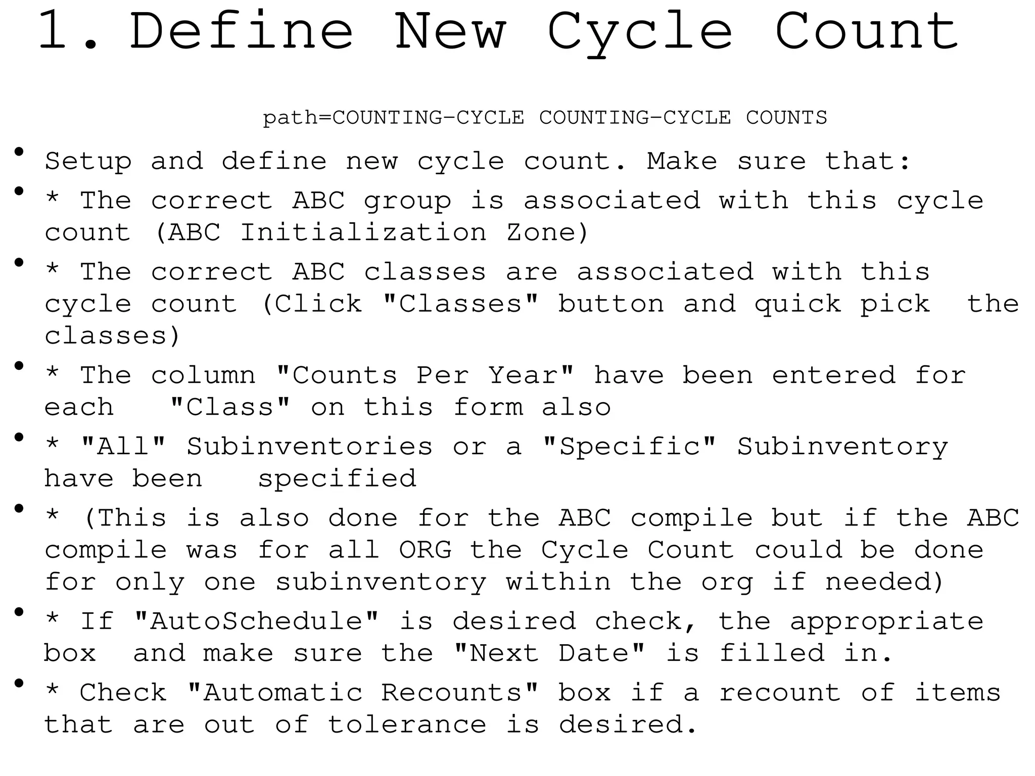 Oracle EBS Cycle-Count-procedure and Tables | PPT
