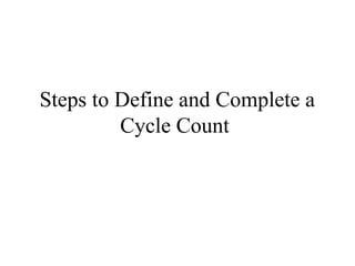 Oracle EBS Cycle-Count-procedure and Tables | PPT