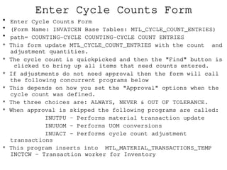 Oracle EBS Cycle-Count-procedure and Tables | PPT