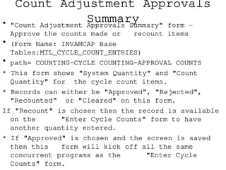Oracle EBS Cycle-Count-procedure and Tables | PPT