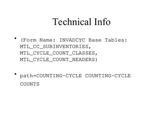 Oracle EBS Cycle-Count-procedure and Tables | PPT