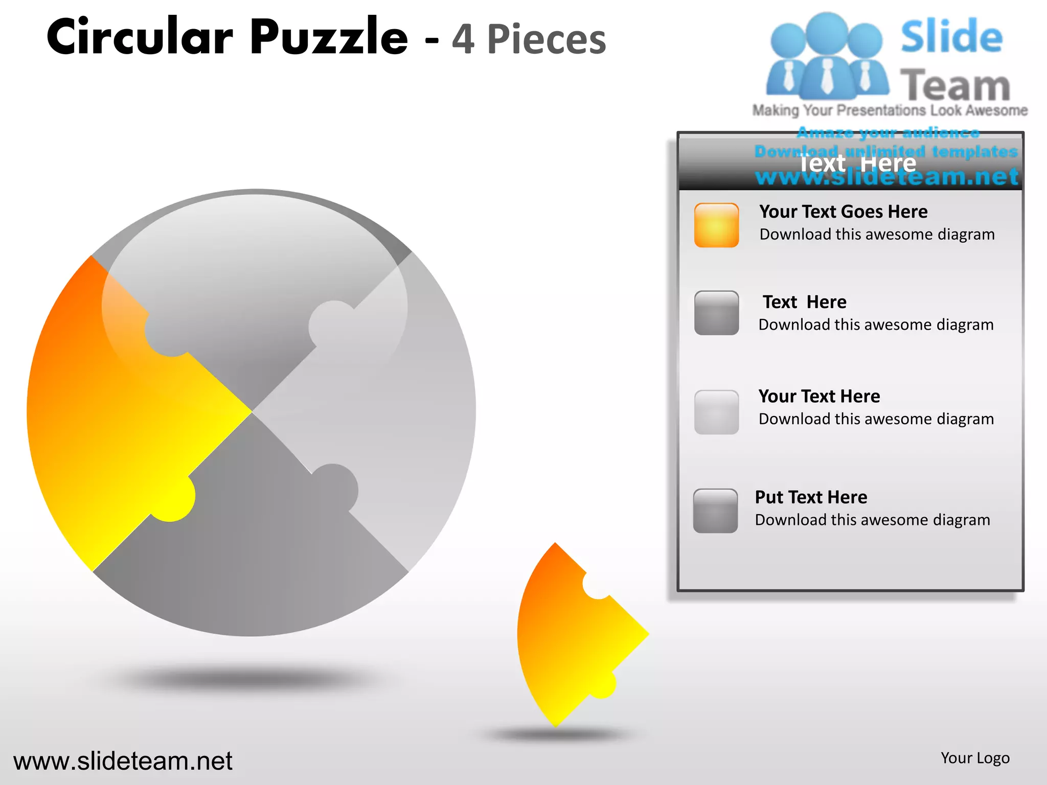 Cycle circular round jigsaw maze piece puzzle 4 pieces powerpoint ppt ...