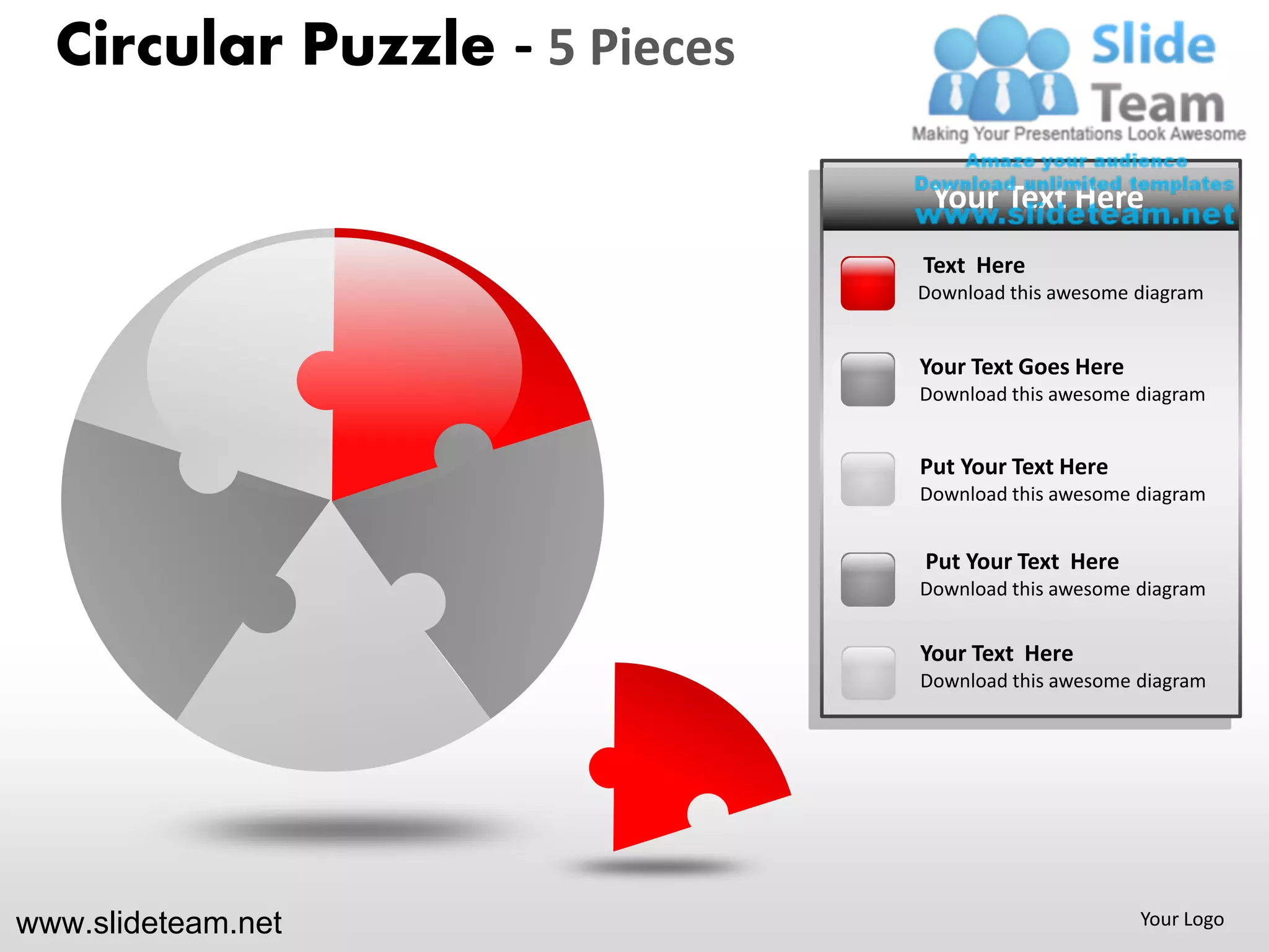 Cycle circular round jigsaw maze piece puzzle 5 pieces powerpoint ppt ...