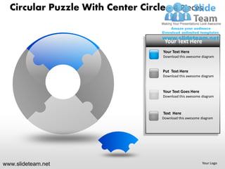 Cycle circular round jigsaw maze piece puzzle with center 4 powerpoint ...