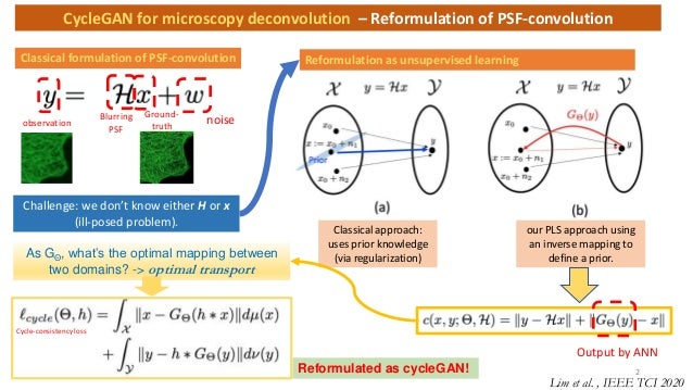 CycleGAN with a Blur Kernel for Deconvolution Microscopy: Optimal Transport Geometry | PPT