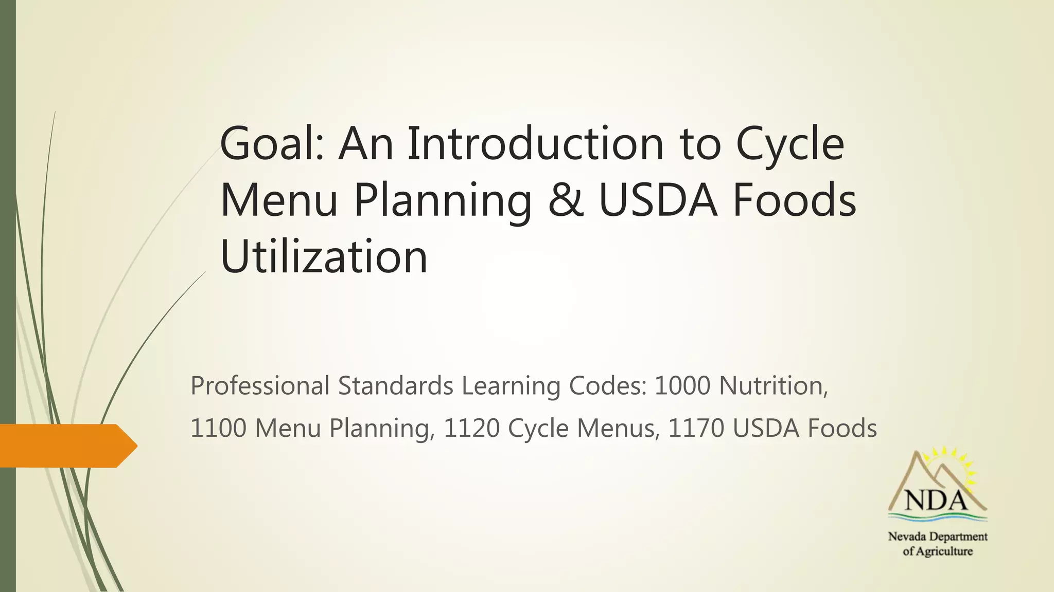 Cycle Menu Planning & USDA Foods Utilization | PPTX | Agriculture ...