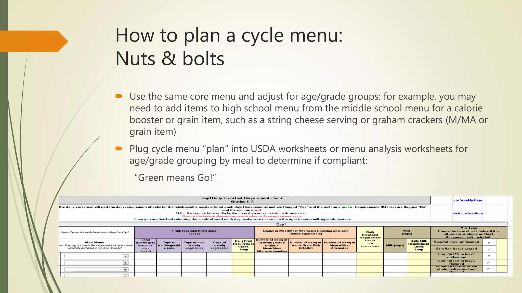 Cycle Menu Planning & USDA Foods Utilization | PPTX | Agriculture ...