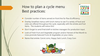 Cycle Menu Planning & USDA Foods Utilization | PPTX | Agriculture ...