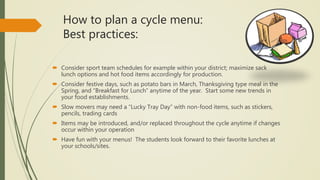 Cycle Menu Planning & USDA Foods Utilization | PPTX | Agriculture ...