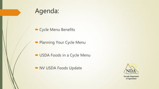 Cycle Menu Planning & USDA Foods Utilization | PPTX | Agriculture ...