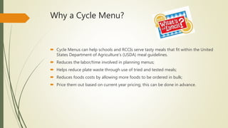 Cycle Menu Planning & USDA Foods Utilization | PPTX | Agriculture ...
