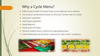 Cycle Menu Planning & USDA Foods Utilization | PPTX | Agriculture ...