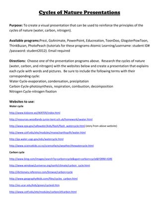 Cycles of nature project | PDF