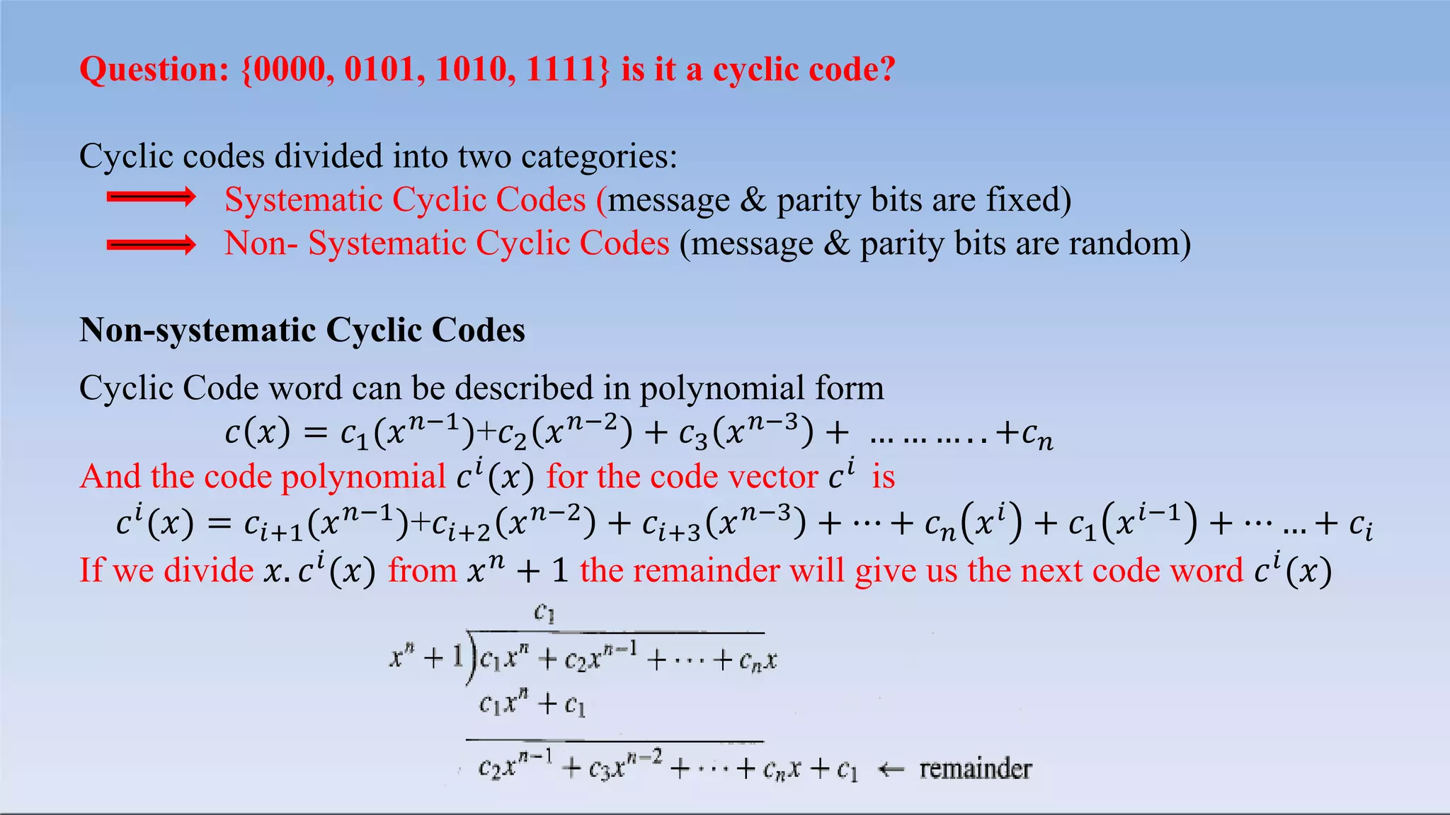 Cyclic Code Non Systematic PPT Cyclic Code Non Systematic PPT