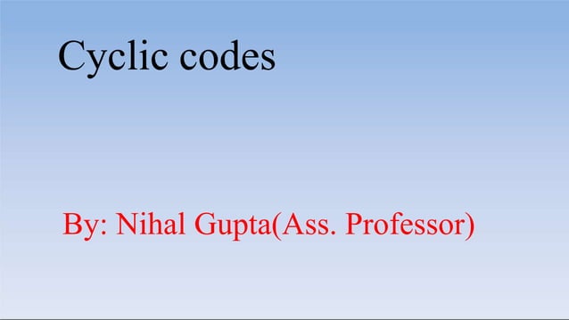 Cyclic code non systematic | PPTX
