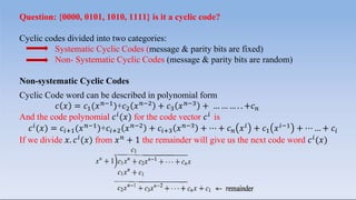 Cyclic code non systematic | PPTX