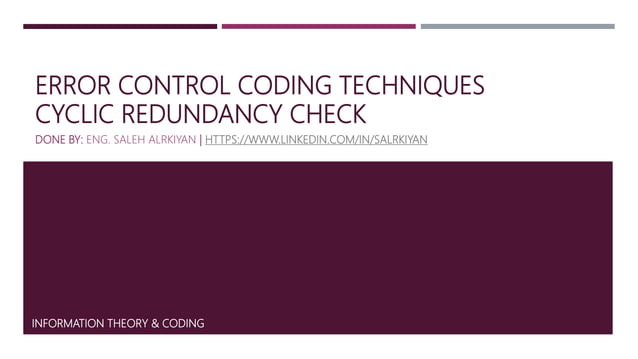Cyclic redundancy check | PPTX