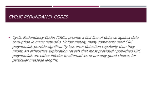 Cyclic redundancy check | PPTX