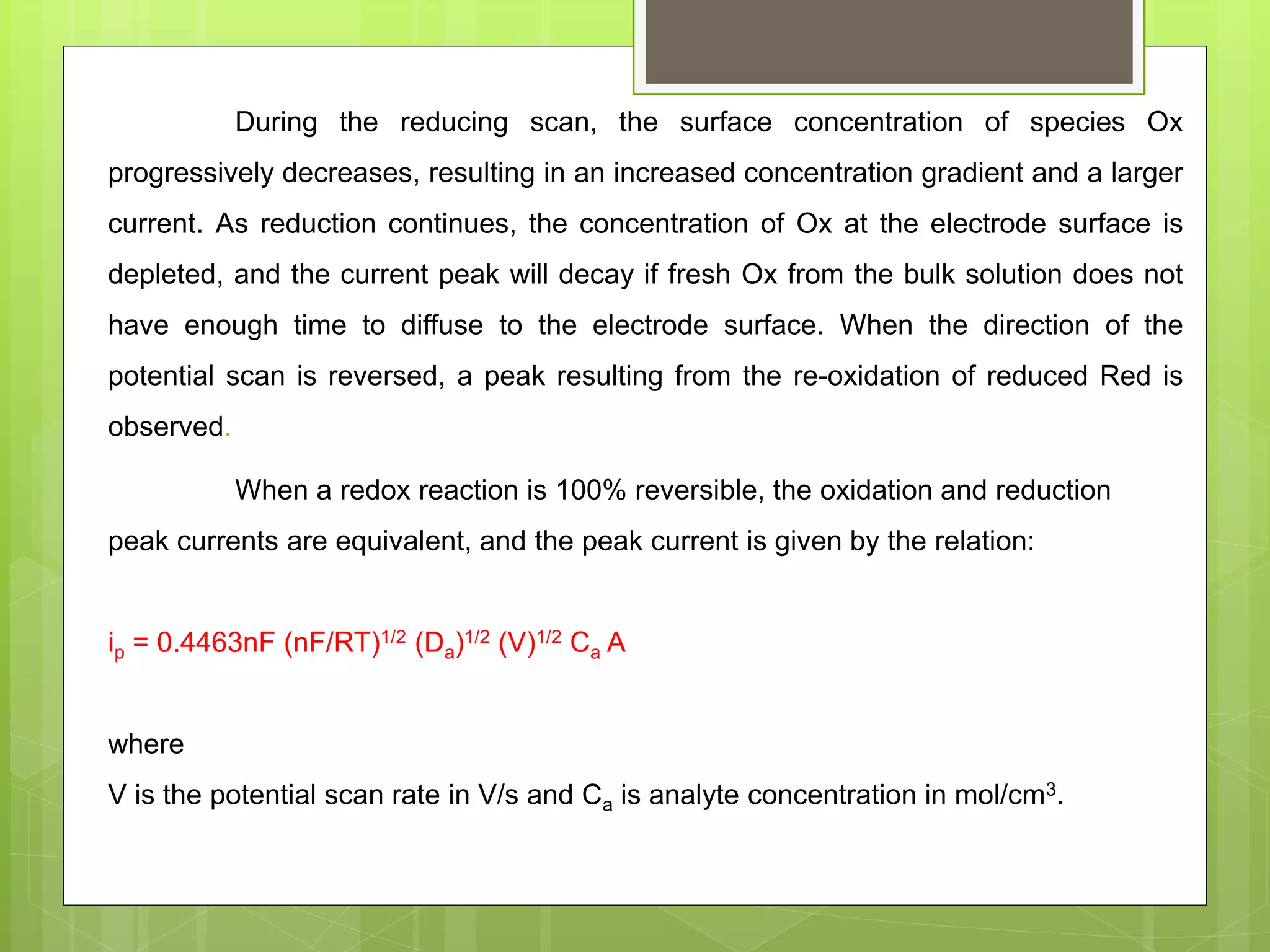Cyclic Voltammetry: Principle, Instrumentation & Applications | PPTX
