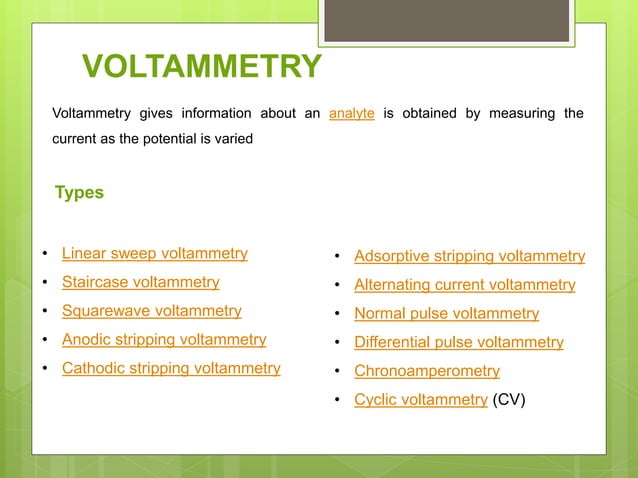 Cyclic Voltammetry: Principle, Instrumentation & Applications | PPTX | Chemistry | Science