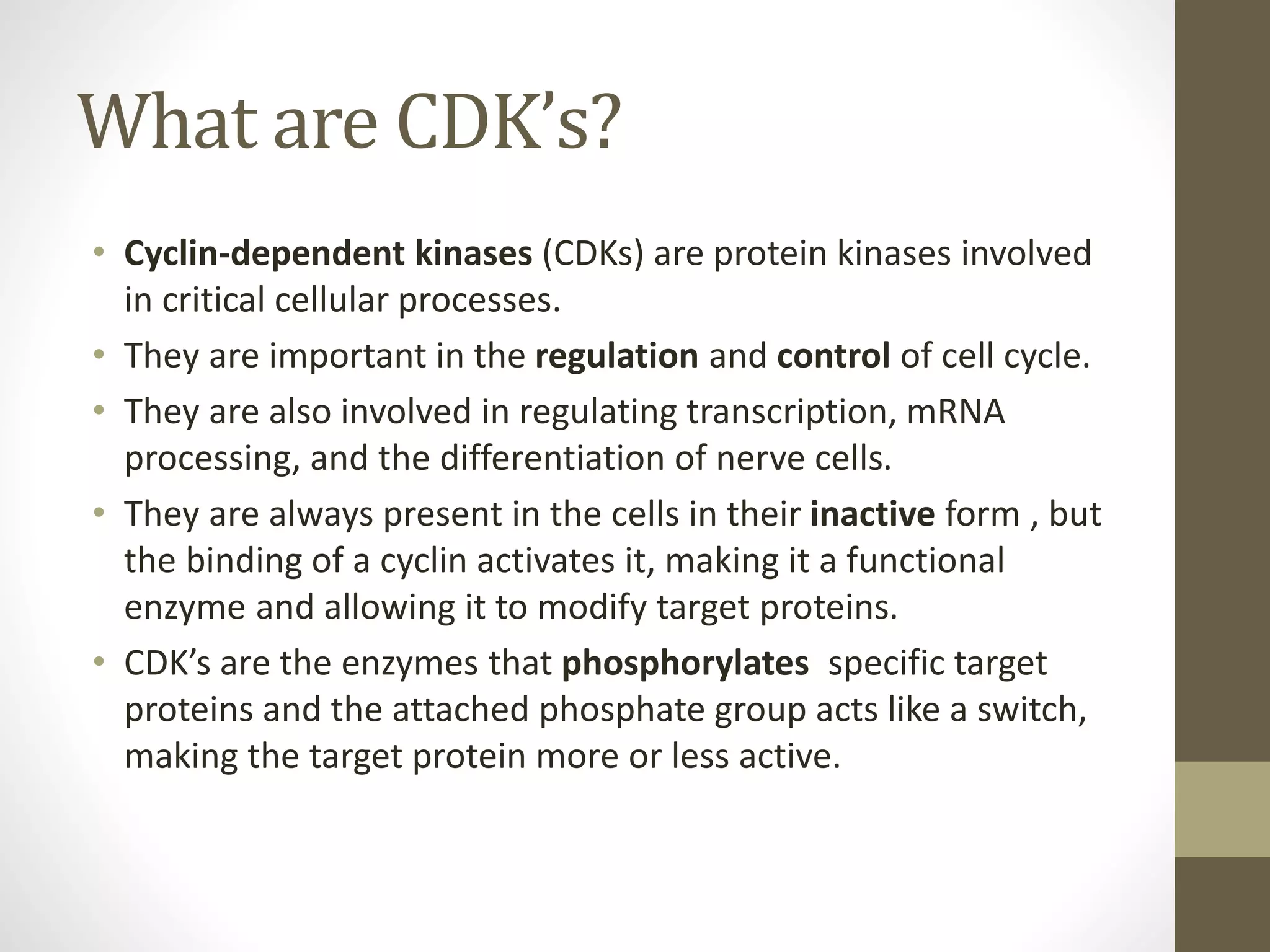 Cyclin dependent kinases | PPTX