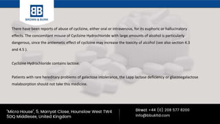 Cyclizine Hydrochloride - Summary of Product Characteristics | PPTX