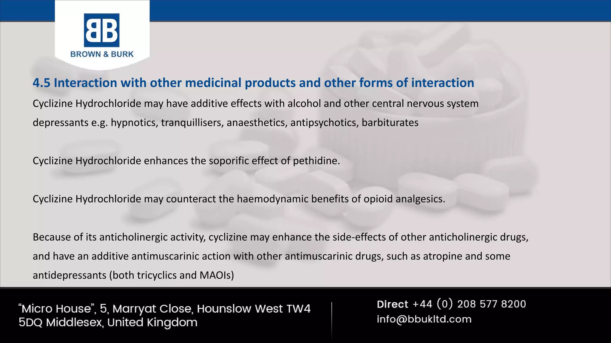 Cyclizine Hydrochloride - Summary of Product Characteristics | PPT
